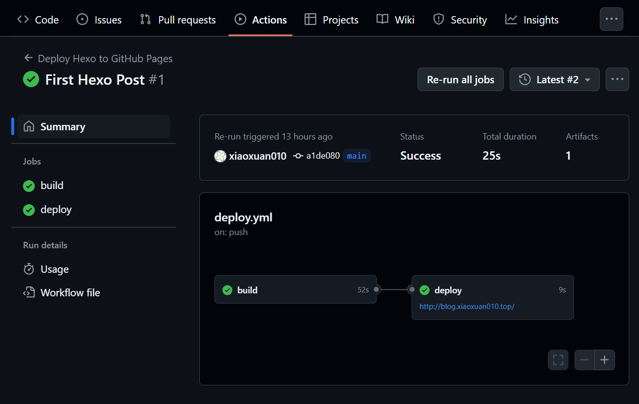 使用 GtiHub Actions 自动将 Hexo 博客部署到 GitHub Pages，无需两个仓库 - XUAN Blog